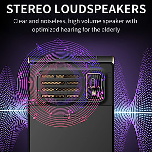 Yunseity Senior Flip Phone, HD Dual Screens SOS Buttons Large Fonts Loude Volume Easy Mobile Phone, 8 Family Numbers Flip Cellphone with Flashlight Radio E Book for Elderly Kids (Black)