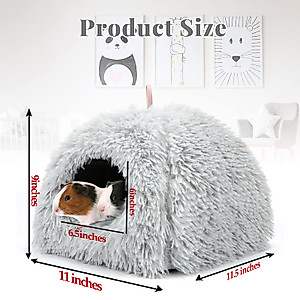 YUEPET Guinea Pig Bed Plush Calming Hideout, Warm Rabbit Hide for Hamsters Hedgehogs Ferrets Dwarf Rabbits and Other Small Animals(Grey)