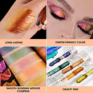 Liquid Glitter Eyeshadow, Chameleon Multichrome Purple Blue Holographic Eye Shadow, Intense Color Shifting Metallic Finish Eye Makeup, Long Lasting No Creasing Sparkle Eyeshadow, #05 GALAXY