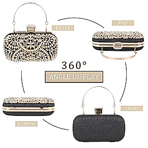 SUKUTU Gorgeous Women Sparkling Evening Bag Rhinestone Beaded Clutch Purse Glitter Bridal Prom Party Handbag