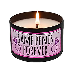 Moonlight Makers Same Penis Forever Candle, Beachwood Scented Handmade Candle, Natural Soy Wax Candle, 25+ Hour Burn Time, 8oz Tin
