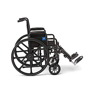 Medline Wheelchair, Swing-Back Desk-Length Arms And Elevating Leg Rests, 18" x 16" Seat (W x D)