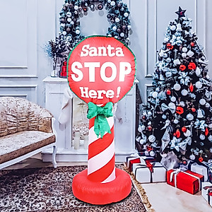 Christmas Inflatable Decorations Christmas Inflatable Santa Stop Here Sign, 4.1 ft Blower LED Light Holiday Merry Christmas Yard Décor for Outdoor Indoor Home Garden Yard Lawn Decorations
