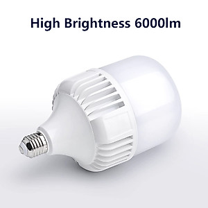 400W-500W Equivalent LED Light Bulb,6000 Lumen 5000K Bright Daylight White Bulbs,High Lumen E26/E27 Medium Base for Outdoor Indoor Garage Warehouse Workshop Factory Street Backyard Large Area