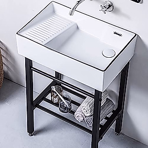 Commercial Sink,Wall Hanging,With Storage Shelve Laundry Tub,Large Single Bowl Sink,1 Compartment Kitchen Sink,For Business Restaurant, Cafe, Bar, Hotel, Garage, Laundry Room, Outdoor ( Size : 50*37*8