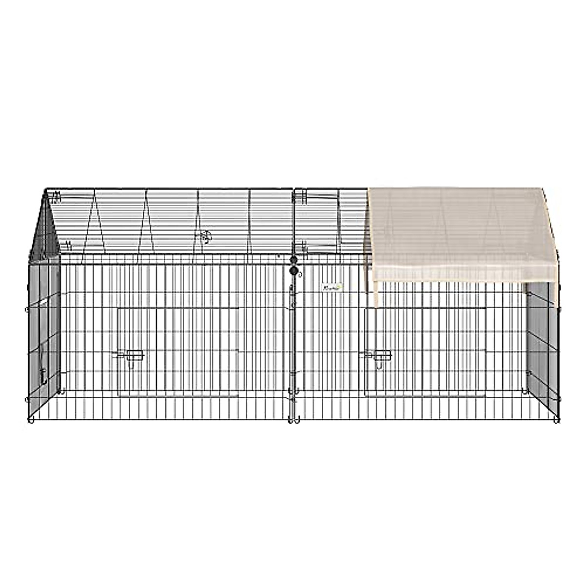 PawHut 7.2' Small Animal Playpen with Cover, Multifunctional Metal Pet Exercise Pen Large Metal Chicken Coop, Outdoor Bunny Pen, Easy to Store & Set-up, Beige