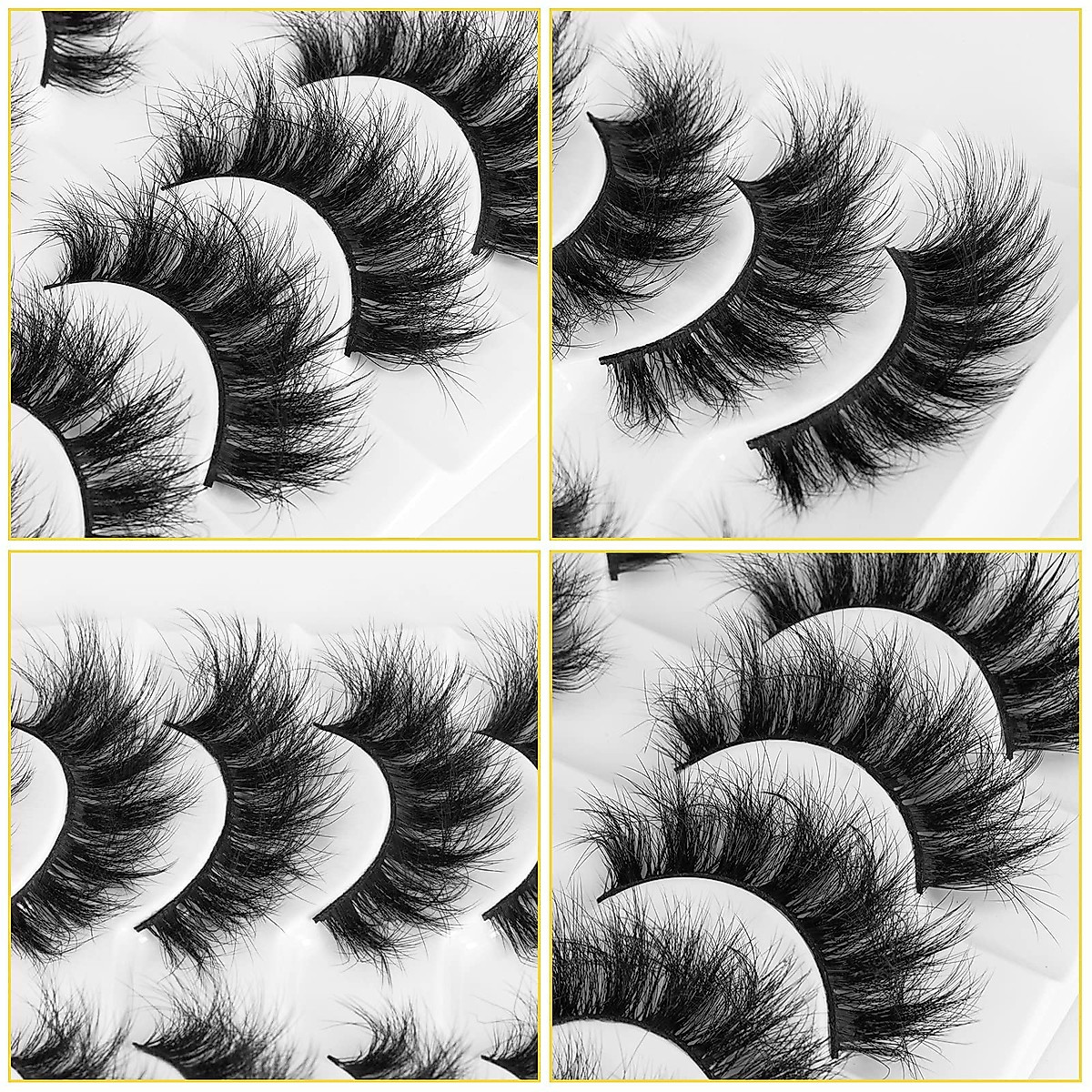 KOUSEI Eyelashes 6 Pairs Fluffy Dramatic Faux Mink Lashes Natural False Eyelashes Handmade Fake Lashes(0.05mm Thickness) black