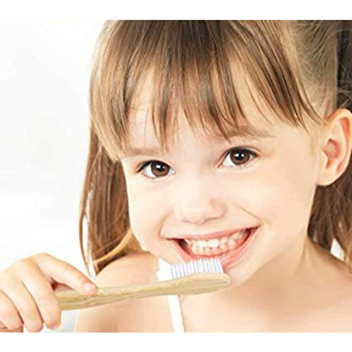 ECOPRO Kids Bamboo Toothbrush 10 Pack, Soft Bristles, Children's Toothbrushes Eco-Friendly Vegan Natural Wooden Handle Tooth Brush