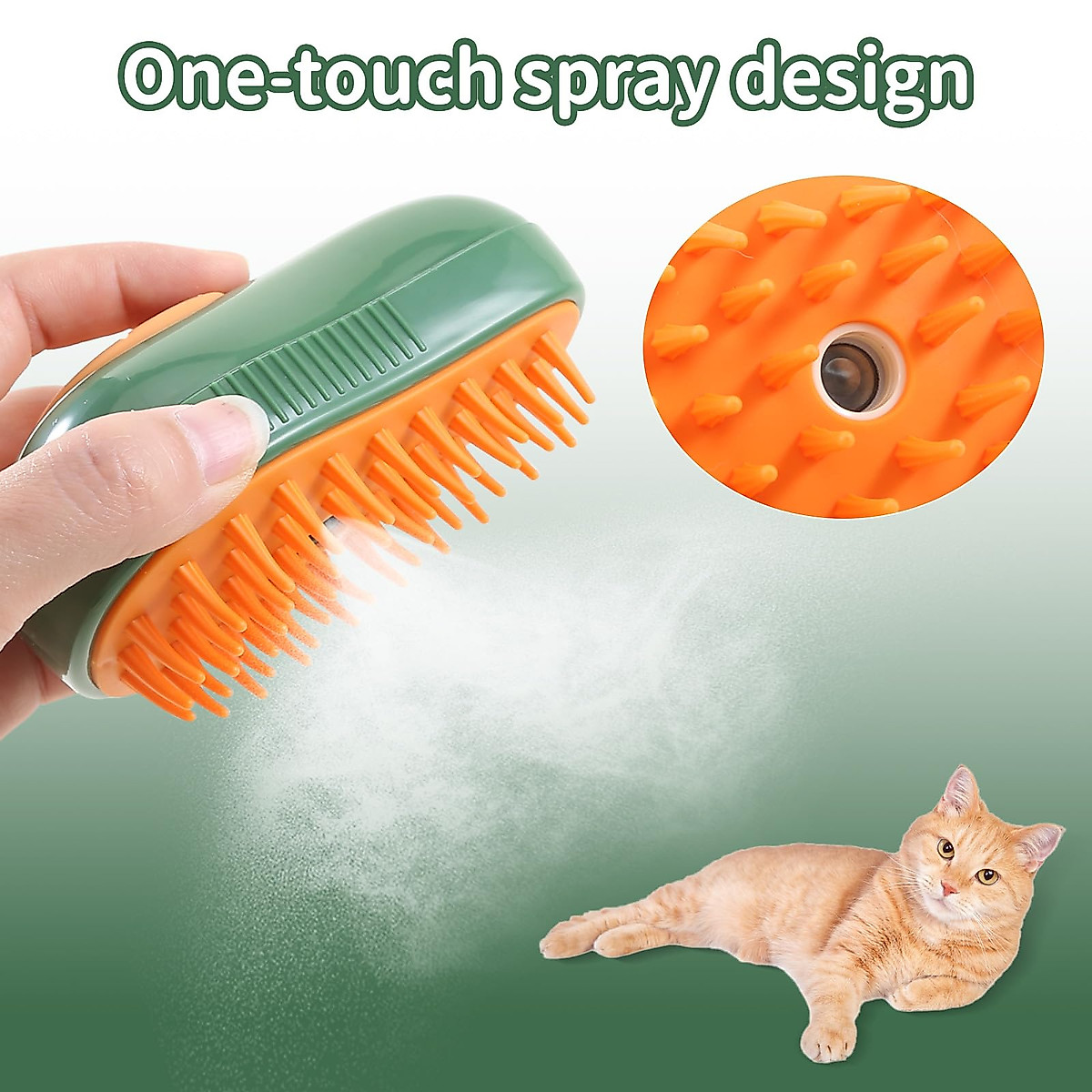 LUPAPA Steamy Cat Brush, 3 In 1 Pet Steam Brush, Pet Cleaning and Massage Brush, Used for Dandruff and Loose Hair on Cats, Suitable for Various Furry Pets, Green Avocado