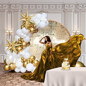 White and Gold Balloon garland kit 145Pcs Chrome Gold and matte white Bobo starburst balloon arch for Bride to be Birthday Party Baby shower Decorations