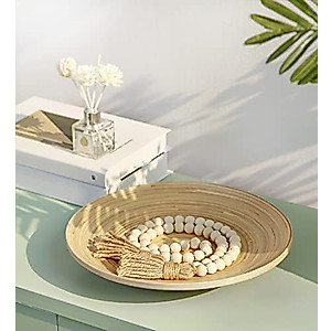 Meplait 39in Wood Bead Garland Farmhouse with Tassels,Versatile Prayer Beads Boho Chic Wall Hanging Home Decor(Natural)