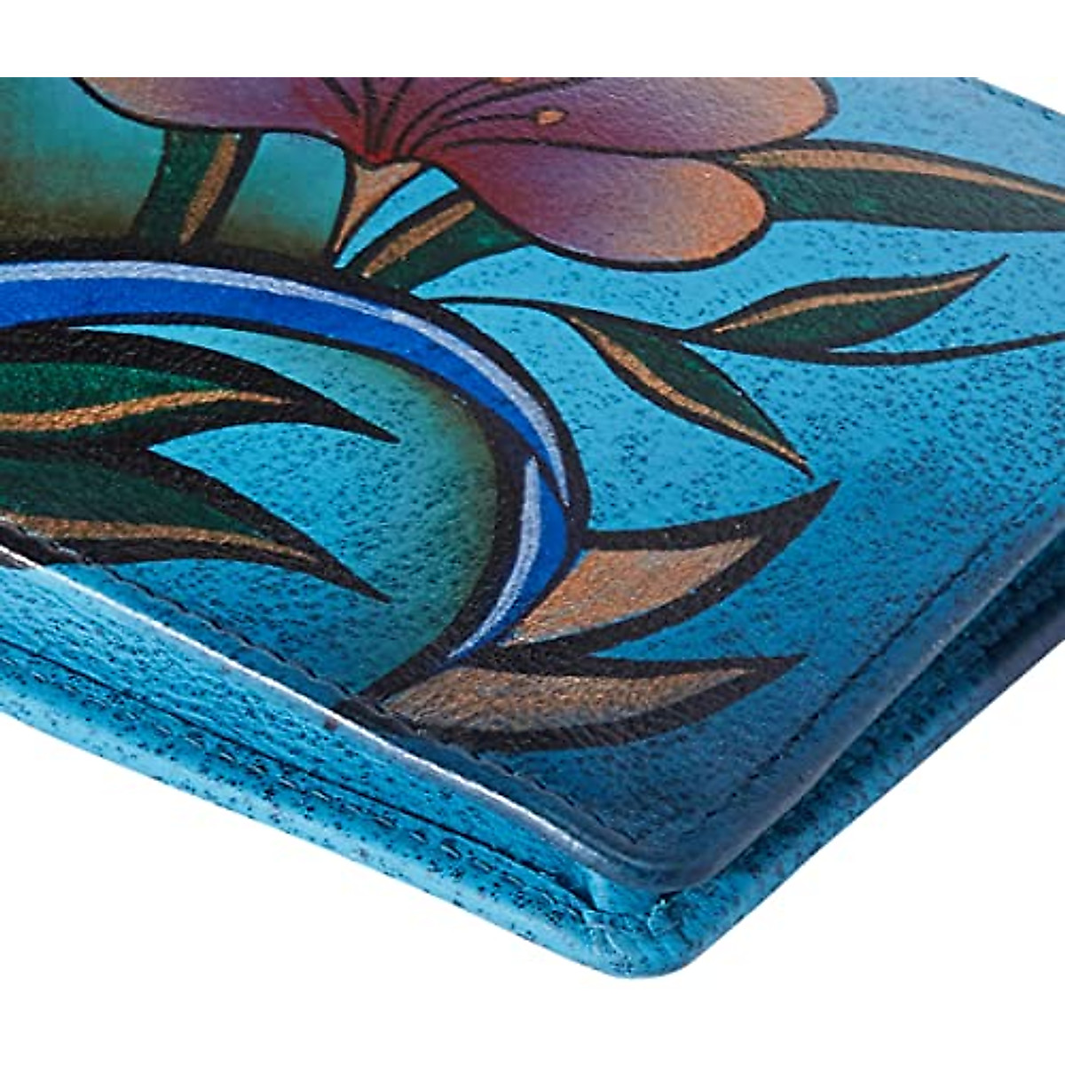 Anna by Anuschka Women's Hand Painted Genuine Leather Organizer Wallet - Denim Paisley Floral