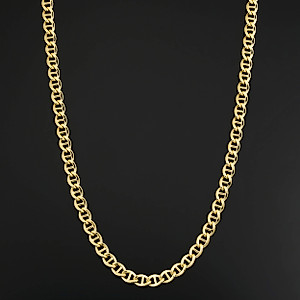 Solid 14k Yellow Gold Filled Mariner Link Chain Necklace (5.1 mm, 22 inch)