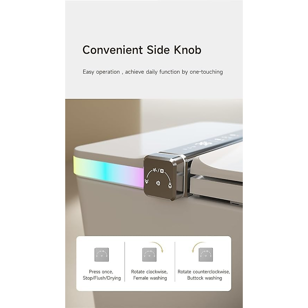 Smart Bidet Toilet with Built-In Bidet - Elongated Toilet with Side Knob - Heated Bidet Seat -One Piece Bidet Toilet Seats with Foot Sensor Operation - Auto White Toilet with LED Display for Bathroom