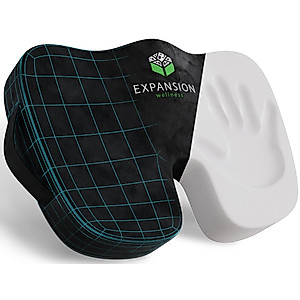 Seat Cushion for Office Chair – Memory Foam Tailbone Pillow Pad for Sitting, Computer, Desk, Chair, Car – Contoured Posture Corrector for Sciatica, Coccyx Back Pain Relief (Black)