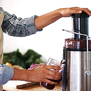 MegaChef Wide Mouth Extractor Juice Machine with Dual Speed Centrifugal Stainless Steel Juicer, 3.5 Cup, Chrome Silver