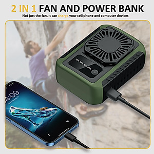 CozyHale Portable Waist Clip Fan, 2024 Upgrade Personal Hand-Frees Necklace Fan, Wearable Belt Fan with Rechargeble 10000 mAh Battery Operated, 20H Working Time, 3-Speeds, 12000RPM Airflow (Green)
