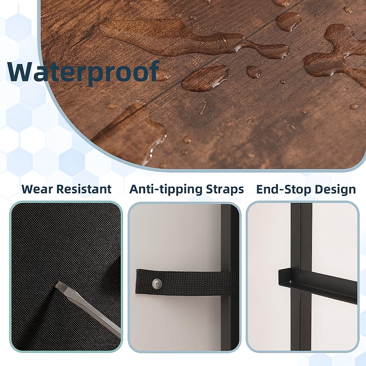 Somdot Black Nightstand with Charging Station and LED Light for Bedroom, Tall 5 Drawers Dresser with Fabric Bins for Bedside Laundry Closet Entryway Hallway, Black Rustic Brown