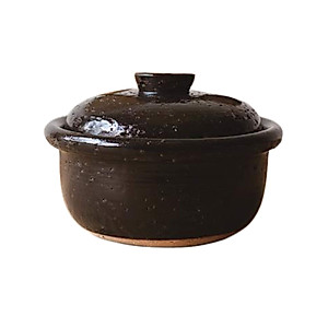 Japanese Donabe Kago Rice Cooking Pot, 2 Go, 1200cc, Black