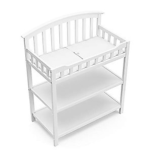 Graco Changing Table with Water-Resistant Change Pad and Safety Strap, White, Multi Storage Nursery Changing Table for Infants or Babies