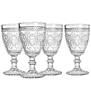 Bekith Classic Goblet Party Glasses, Wine Glasses Goblets, Iced Tea Glasses, Beverage Stemmed Glass Cups, 12 Ounce, Set of 4
