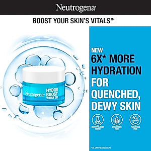 Neutrogena Hydro Boost Fragrance Free Face Moisturizer with Hyaluronic Acid for Dry Skin, Water Gel Moisturizer For a Refreshing Burst of Hydration & Glowing Skin, Non-Comedogenic, 1.7 oz
