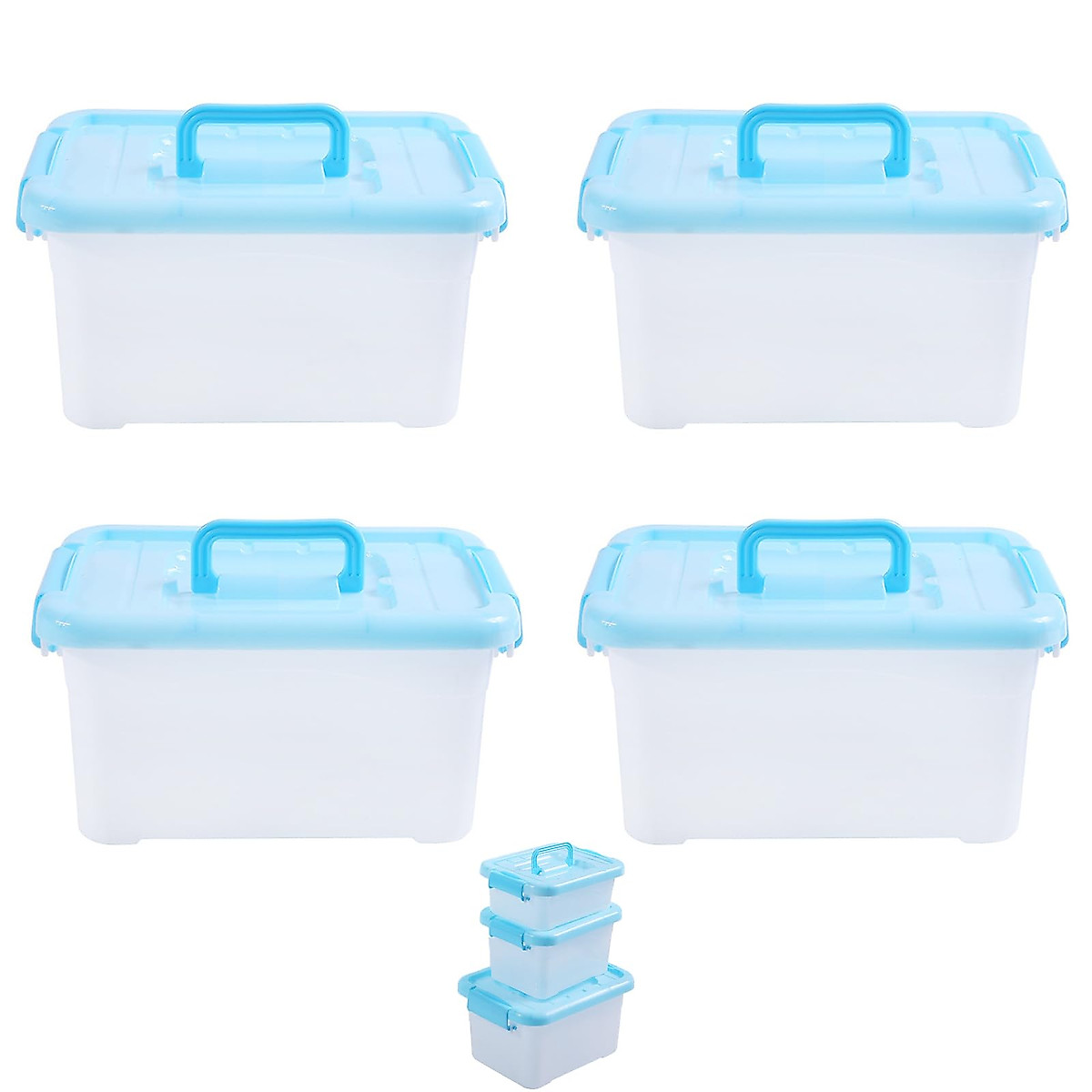 YimiBloss 5 Quart Plastic Latching Storage Boxes with Lids, 4-Pack Clear Storage Bin Box with Handle Containers to Organize Shoes and Closet Shelves, Classroom Organization Teacher Tools