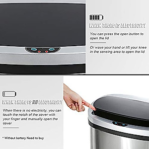 Vnewone Kitchen Trash Can Garbage 13 Gallon Waste Bin Kitchen Accessories for Home Office Bedroom Stainless Steel Automatic Touch Free High-Capacity, 50 Liter