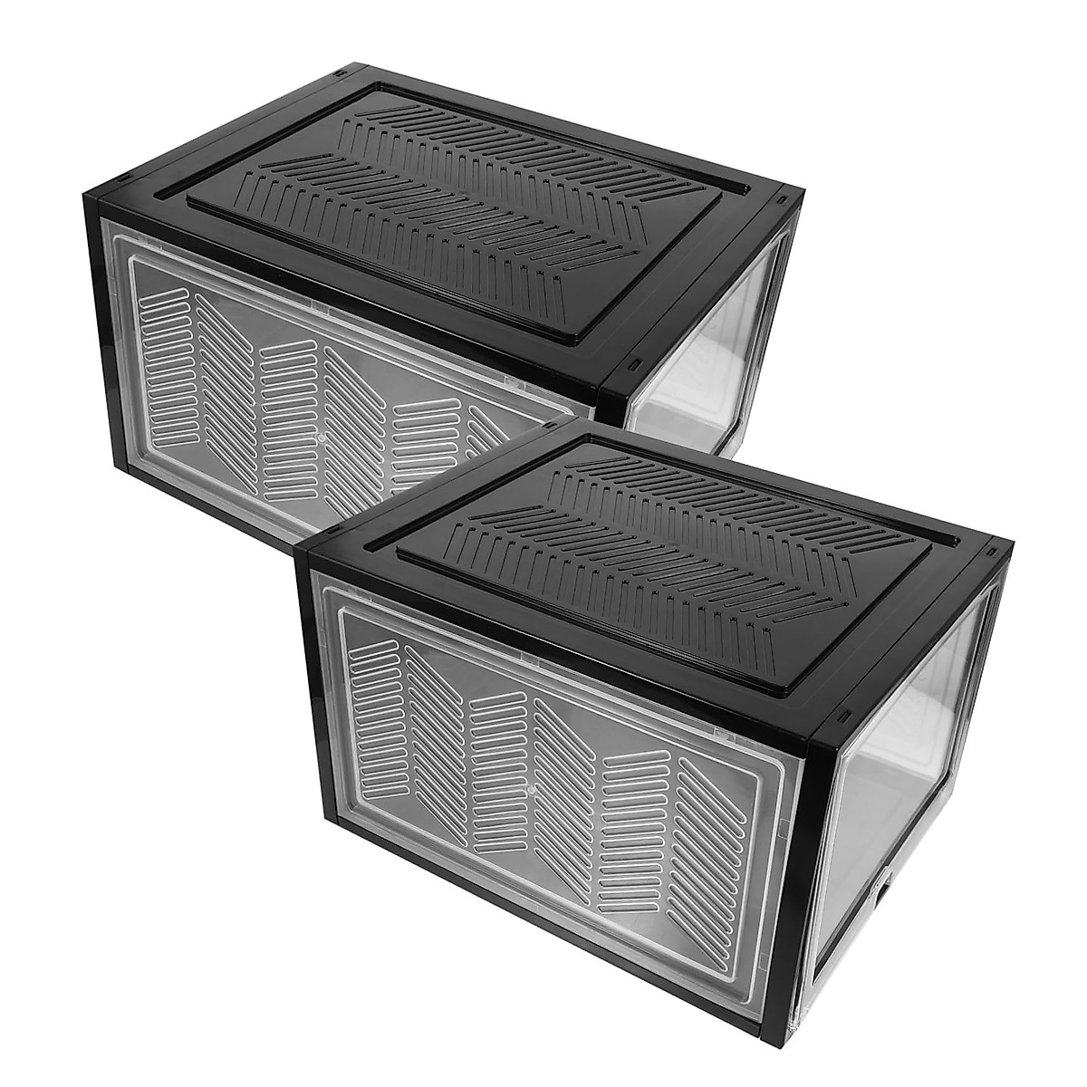 EXQUIMEUBLE 2pcs Boxes Foldable Shoe Box Sneakers Shoe Stand Shoes Shoe Containers Shoe Rack Organizer Shoe Rack for Closet Shoe Boxes with Lids Shoe Storage Clamshell Plastic Large Showcase