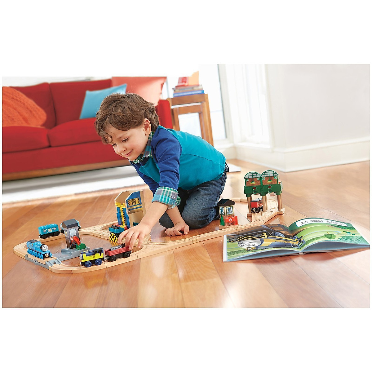 Fisher Price Thomas & Friends Wooden Railway Logan and the Big Blue Engines Set Toy