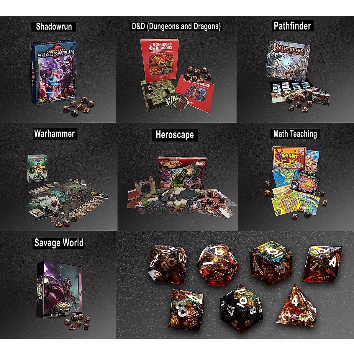 DND Dice Set Dice Set for Dungeons and Dragons Sharp Edge DND Dice Resin DND Dice Polyhedral Dice Set DND Dice Set Sea Magic
