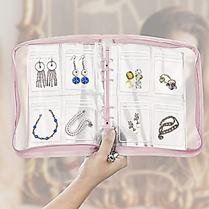 Transparent Jewelry Organizer, Jewelry Storage Book with Pockets, Travel Jewelry Storage Album Binder Zipper Pouch Bag for Necklaces Earrings Ring Display - 80 Grids+80 Anti-Oxidation PVC Bags