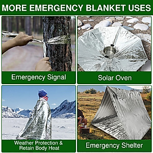Emergency Blankets for Survival Blanket x4, Mylar Blankets, Space Blanket Thermal Blanket Emergency Supplies Car Emergency Thermal Blankets Survival for Bug Out Gear Camping Foil Blanket Solar Blanket