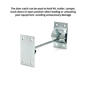 QWORK 4 Pcs 6" All Metal T-Style Door Holder Entry Door Catches for RV Trailer Camper Exterior Door Hold Hook Screws