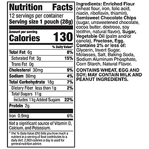 Pillsbury Mini Soft Baked Cookies, Chocolate Chip, Snack Bags, 12 ct