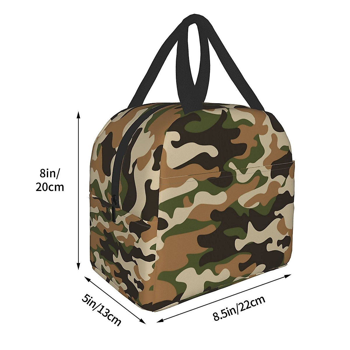 WJLKSJD Green Camo Durable Insulated Lunch Box for Teens, Resuable Camouflage Lunch Bag Women Men Applicable Work Picnic Travel