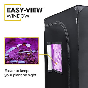 iPower 48"x24"x60" Mylar Hydroponic Water-Resistant Grow Tent with Observation Window and Removable Floor Tray for Plants Seedling, Propagation, Blossom, 2 x 4 ft