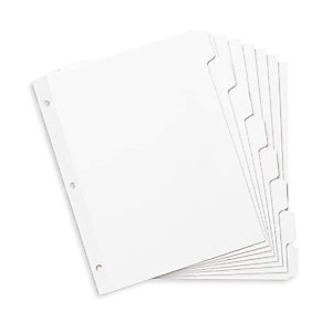 Blue Summit Supplies 3 Ring Binder Dividers with Reinforced Edge, 1/8 Cut Tabs, Letter Size, 3 Hole Punch Section Index Dividers for Binders, White, 96 Pack