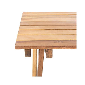 SAFAVIEH Outdoor Collection Pacifica Natural Brown Solid Wood/Navy & White Stripe Cushion 3-Piece Chaise Lounge Set with Table (PAT7020F)