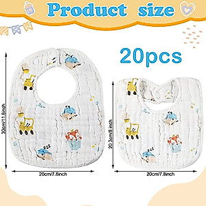20 Pieces Muslin Baby Bibs Absorbent and Soft 8 Layers Baby Bibs Snap Muslin Bibs Cotton Baby Bibs Muslin Baby Drool Bibs for Baby Boys Girls Newborn Infant Toddlers Drooling Eating Teething Feeding