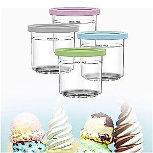 Creami Deluxe Pints, for Ninja Creami Deluxe Pints, Creami Pint Reusable,Leaf-Proof Compatible with NC299AMZ,NC300s Series Ice Cream Makers