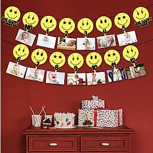 One Happy Dude Monthly Photo Banner - 1st Birthday Monthly Banner Baby Boy 12 Month Photo Display Milestone Photography Bunting Garland for Hippie Groovy One 1 Year Old First Birthday Party