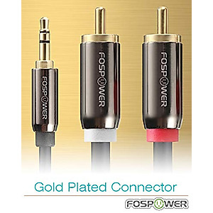 FosPower 3.5mm to RCA Cable (10FT), RCA Audio Cable 24K Gold Plated Male to Male Stereo Aux Cord [Left/Right] Y Splitter Adapter Step Down Design