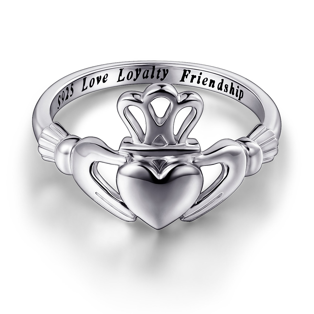 S925 Sterling Silver Love Loyalty Friendship Irish Ladies' Claddagh Ring Size 7