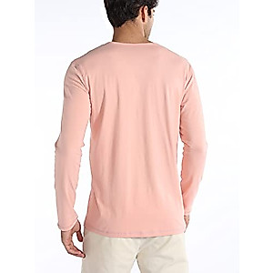 APTRO Men's Long Sleeve Tee Shirts Casual Henley Shirts Y Design Pink M