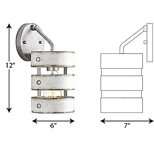 Progress Lighting Gulliver Collection 1-Light Antique Whitewashed Farmhouse Wall Sconce Light, Galvanized Finish