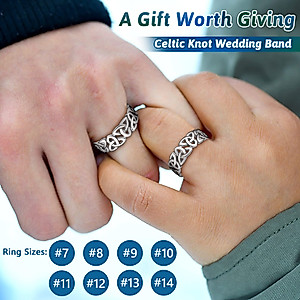 FaithHeart Irish Knot Band Ring for Women Size 8 Stainless Steel Old-school Celtic Knot Stackable Wedding Bands