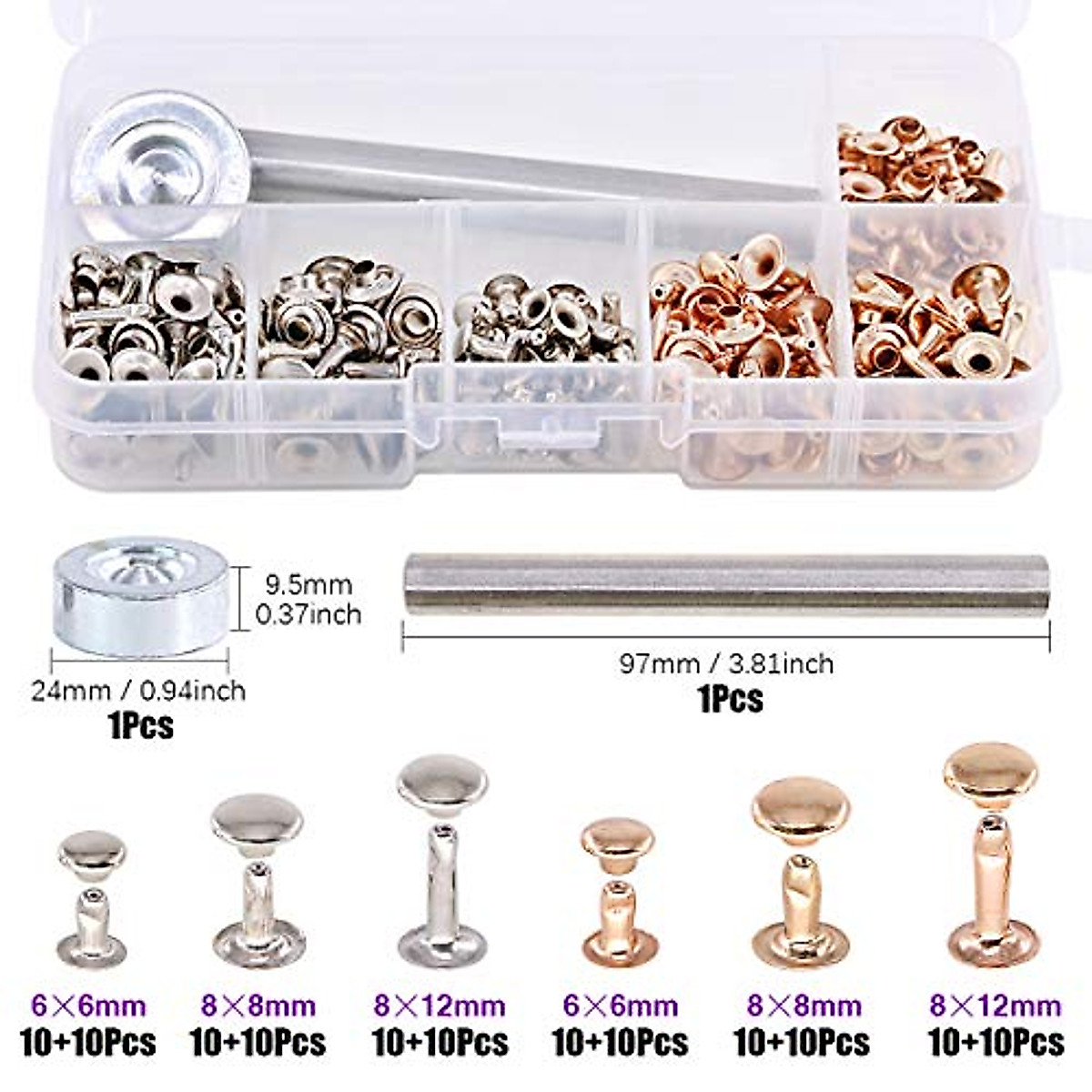 Swpeet 8Pcs Leather Hole Punch Plier with Grommet Eyelets Kit, Professional Puncher Including Punch Plier Screwdriver, Scissors, Rule, Awl Tool and Grinding Rod Multi Sized Puncher for Belts, Crafts