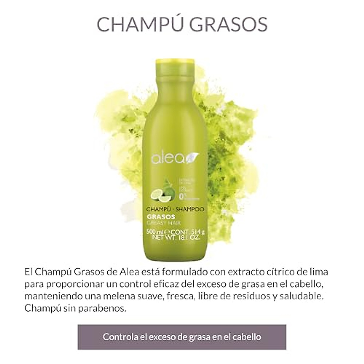 ALEA - Anti-Grease Shampoo - Greasy Hair Shampoo - 500 ml - with Lime Extract - Controls Excess Grease in Hair - Healthy Scalp - Soft Hair - Paraben-Free