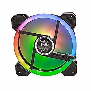 Gelid Solutions Stella ARGB Fan (Pack of 1) - 120MM Dual Ring, 24 ARGB LED, Noiseless Motor, Airflow Optimized, Standard RGB and Individually Addressable RGB, FN-Stella-01 – Black